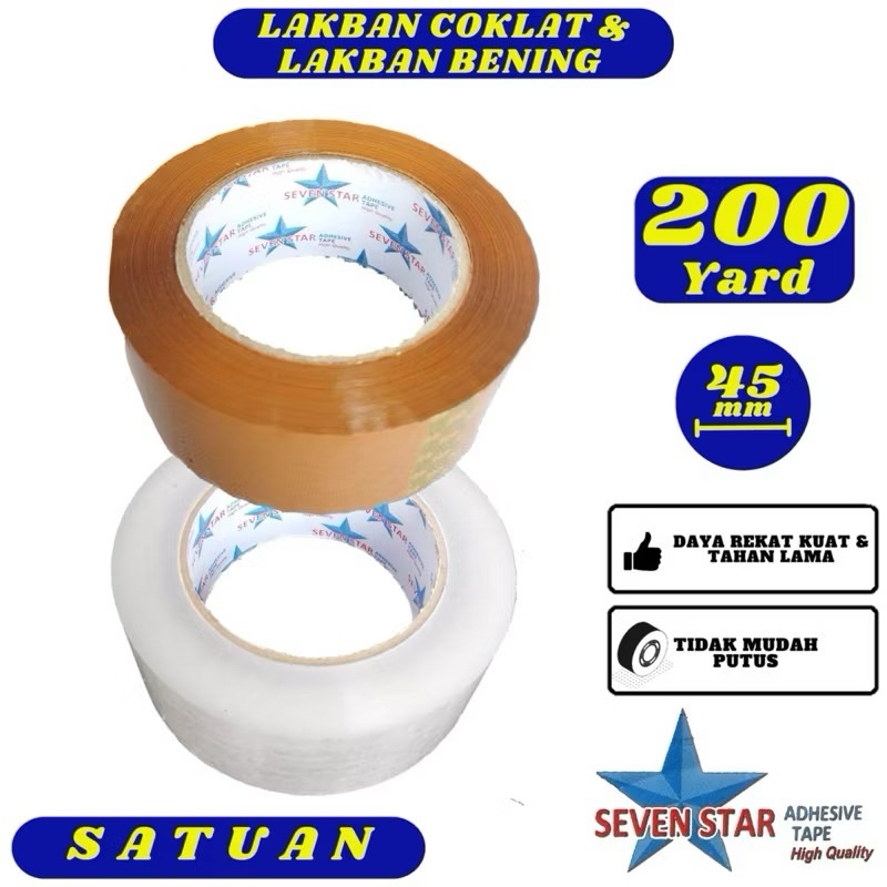 Jual SEVEN STAR Lakban Isolasi Bening / Coklat Jumbo 200 Yard Super Tebal 45mm x 200yard ...