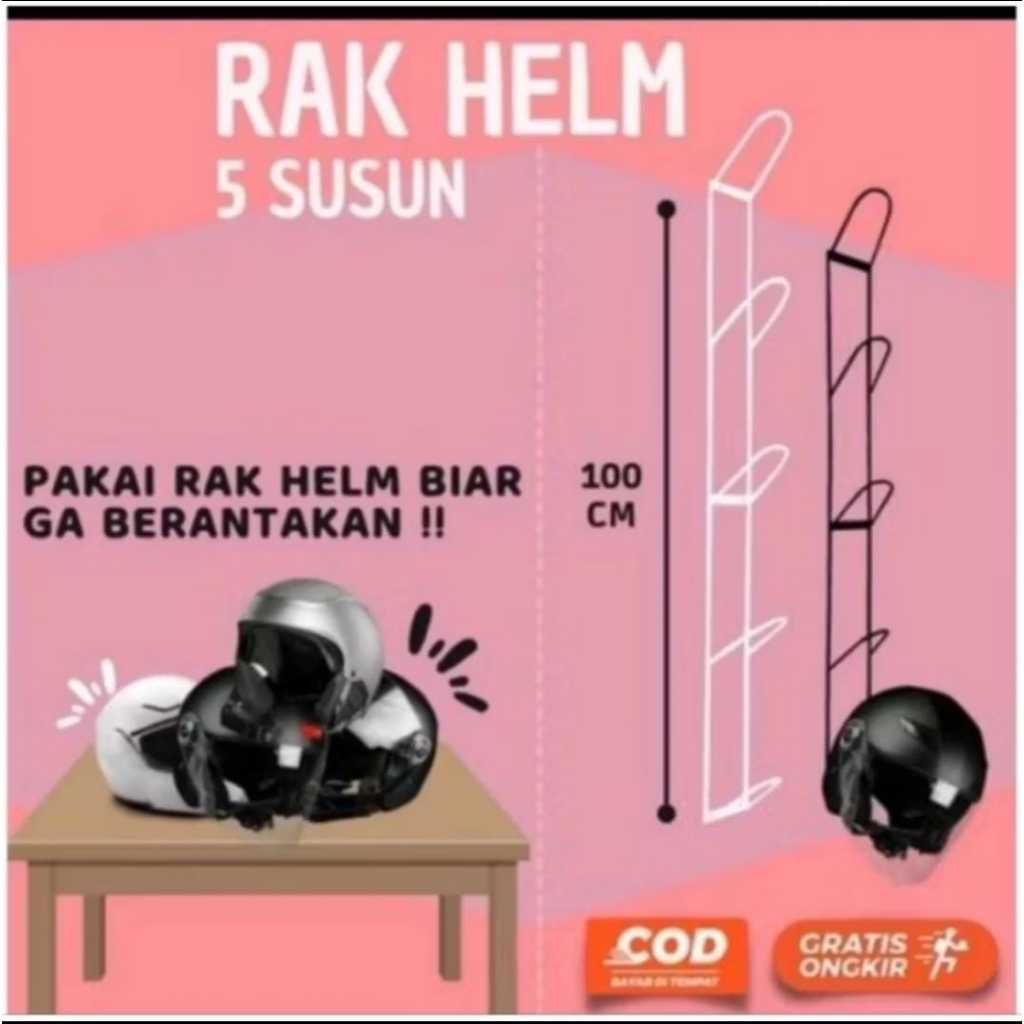 Jual Rak helm helmet helem gantung besi 5 susun rak ganttung tas ...