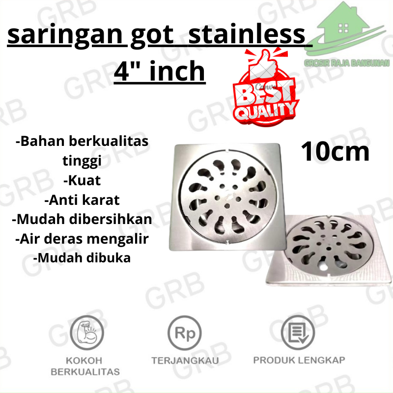 Jual SARINGAN GOT STAINLESS 4"INCH / SARINGAN GOT KAMAR MANDI / SARINGAN GOT ANTI KECOA / FLOOR ...