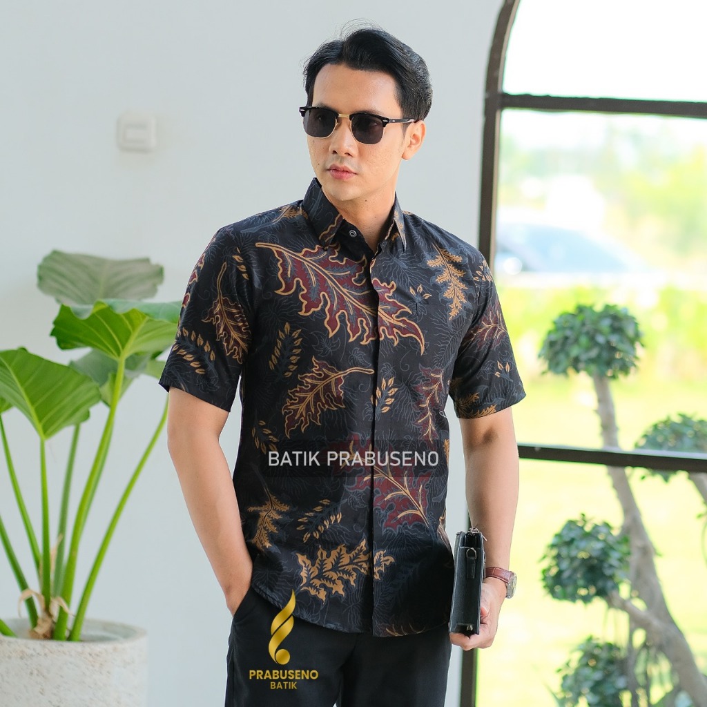 Jual Batik Prabuseno - Batik Pria Motif Juanda Lengan Pendek Slim Fit Batik Kerja Batik Kantor ...