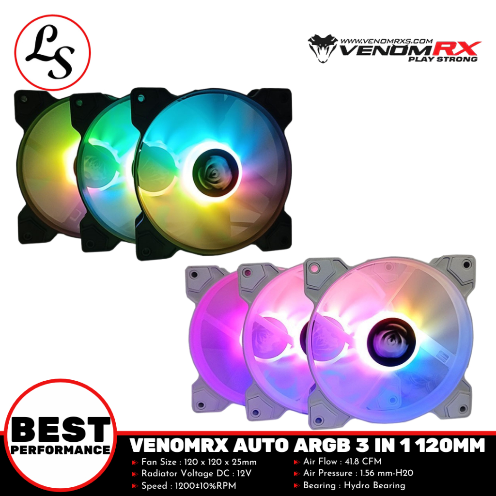 Jual VENOMRX FAN CASE Auto ARGB 3in1 120mm Triple Pack ARGB Gaming Fan ...