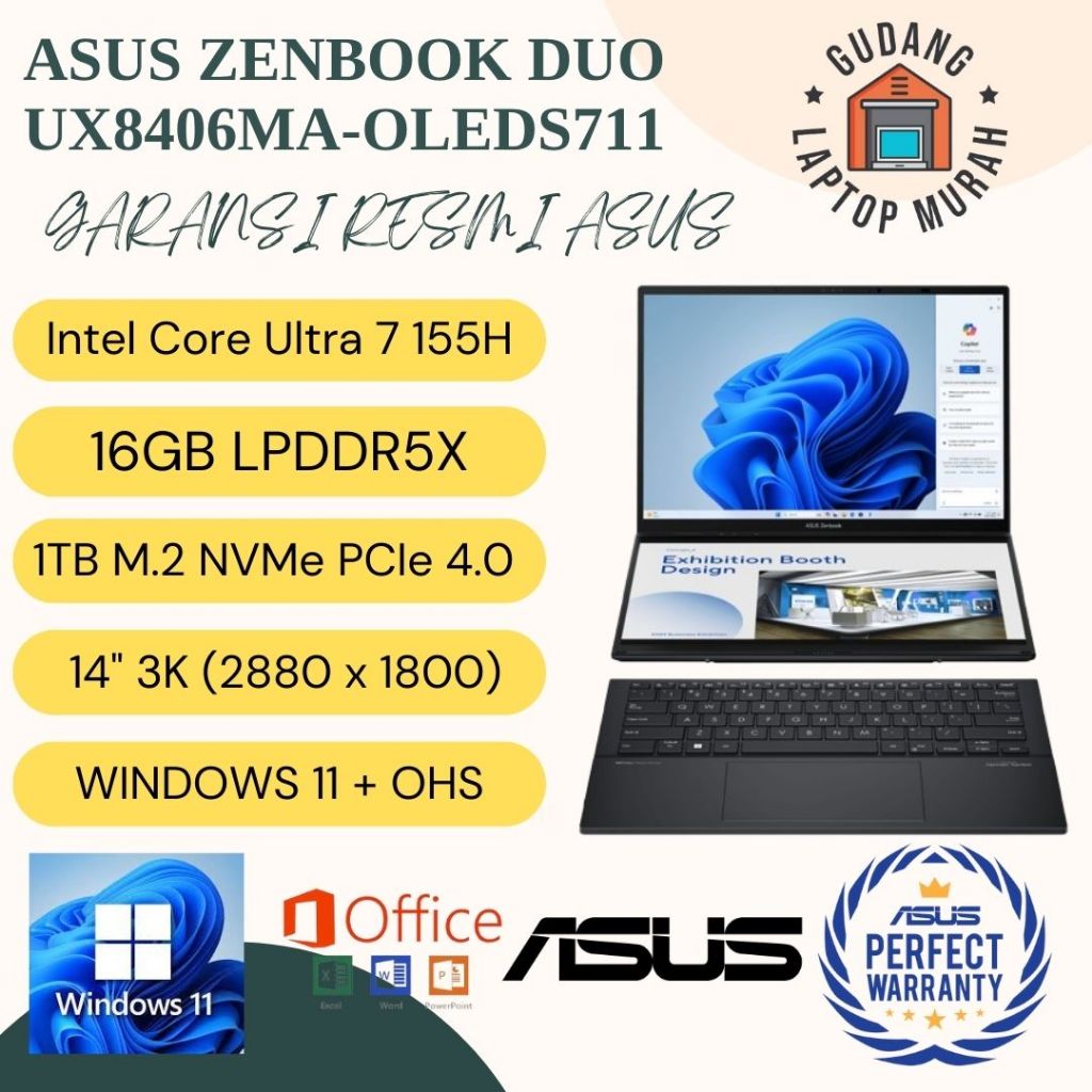 Jual ASUS Zenbook DUO UX8406MA-OLEDS711 / Intel Core Ultra 7 Processor ...