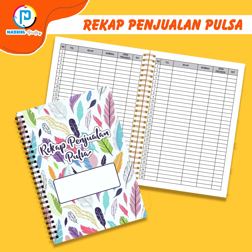 Jual (NON CUSTOM) Buku Rekap Penjualan Pulsa Jilid Spiral 50 Lembar/100 ...