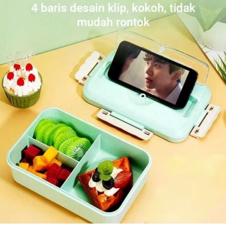 Jual KOTAK BEKAL DENGAN KLIP BISA TARUH HP WADAH MAKANAN LUNCH BOX ...