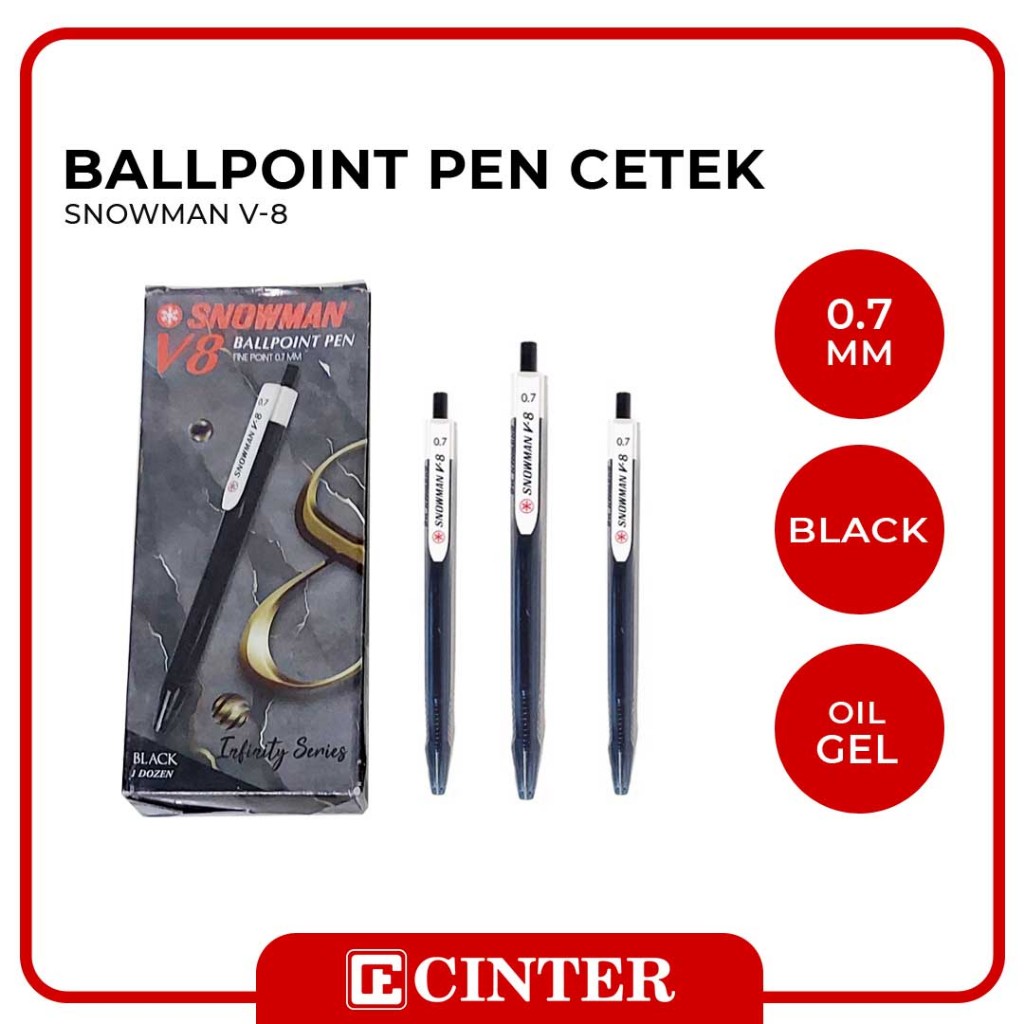 Jual SNOWMAN - PENA / PULPEN BALLPOINT V8 BLACK | Shopee Indonesia