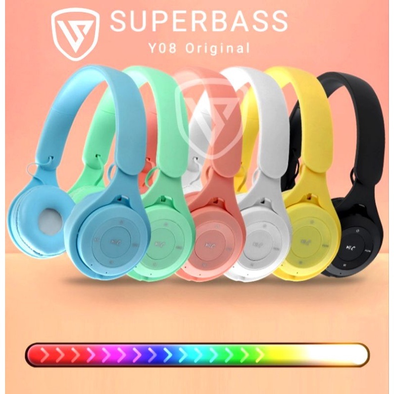 Jual VIVANO Headset Bluetooth Bando Macaron Y08 Headphone Bass Stereo ...