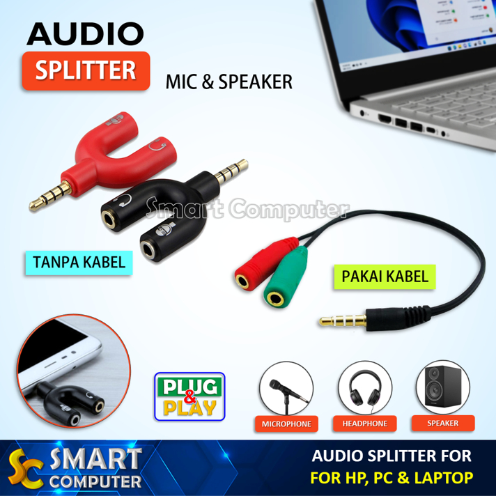 Jual Audio Splitter 2 in 1 Mic dan Speaker / Headphone Jack 3.5 mm ...