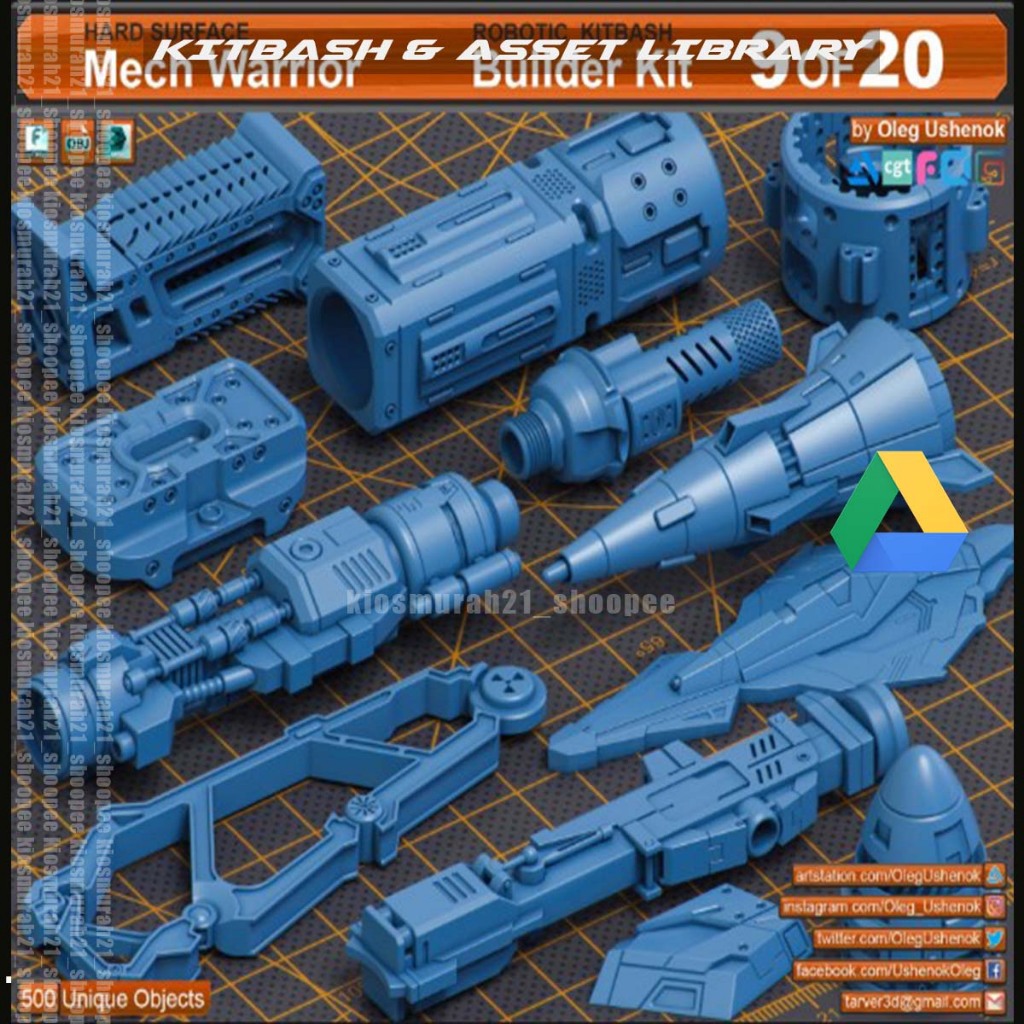 Jual Mech Warrior Hard Surface Kitbash 9 of 20 - Kitbash 3D | Shopee ...