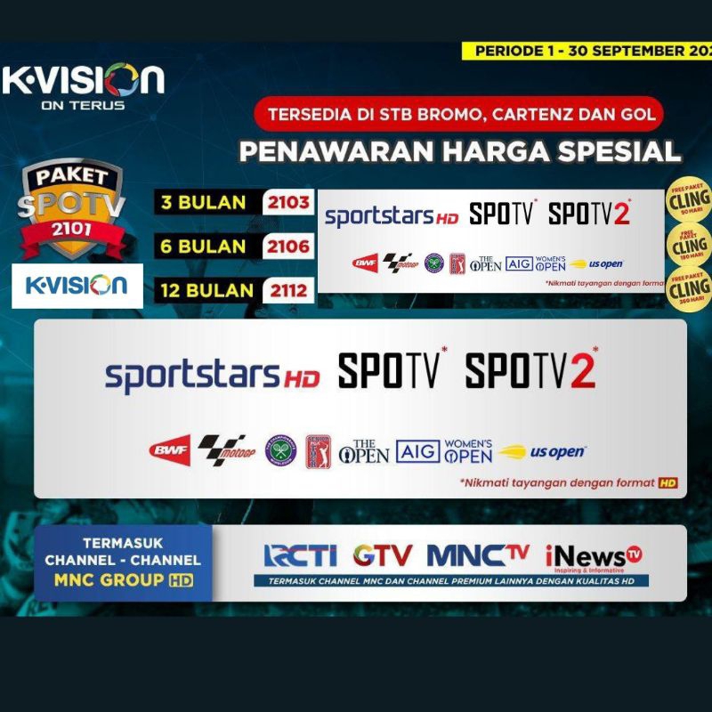 Jual Paket SPOTV Badminton MotoGP k Vision | Shopee Indonesia