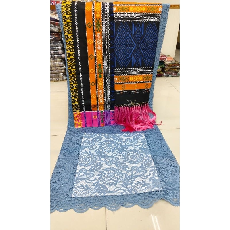 Jual Set Kain Renda + Kain Katun Etnik + Selendang 3in1 (WAJIB CHAT ...
