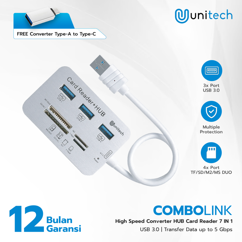 Jual USB HUB Converter Type C HUB 3.0 + Card Reader | 7 in 1 ...