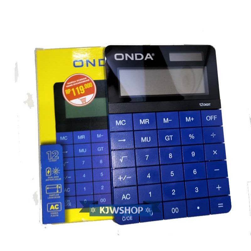 Jual Kalkulator Dual Daya Baterai Solar 12 Digit ONDA Big Screen ...