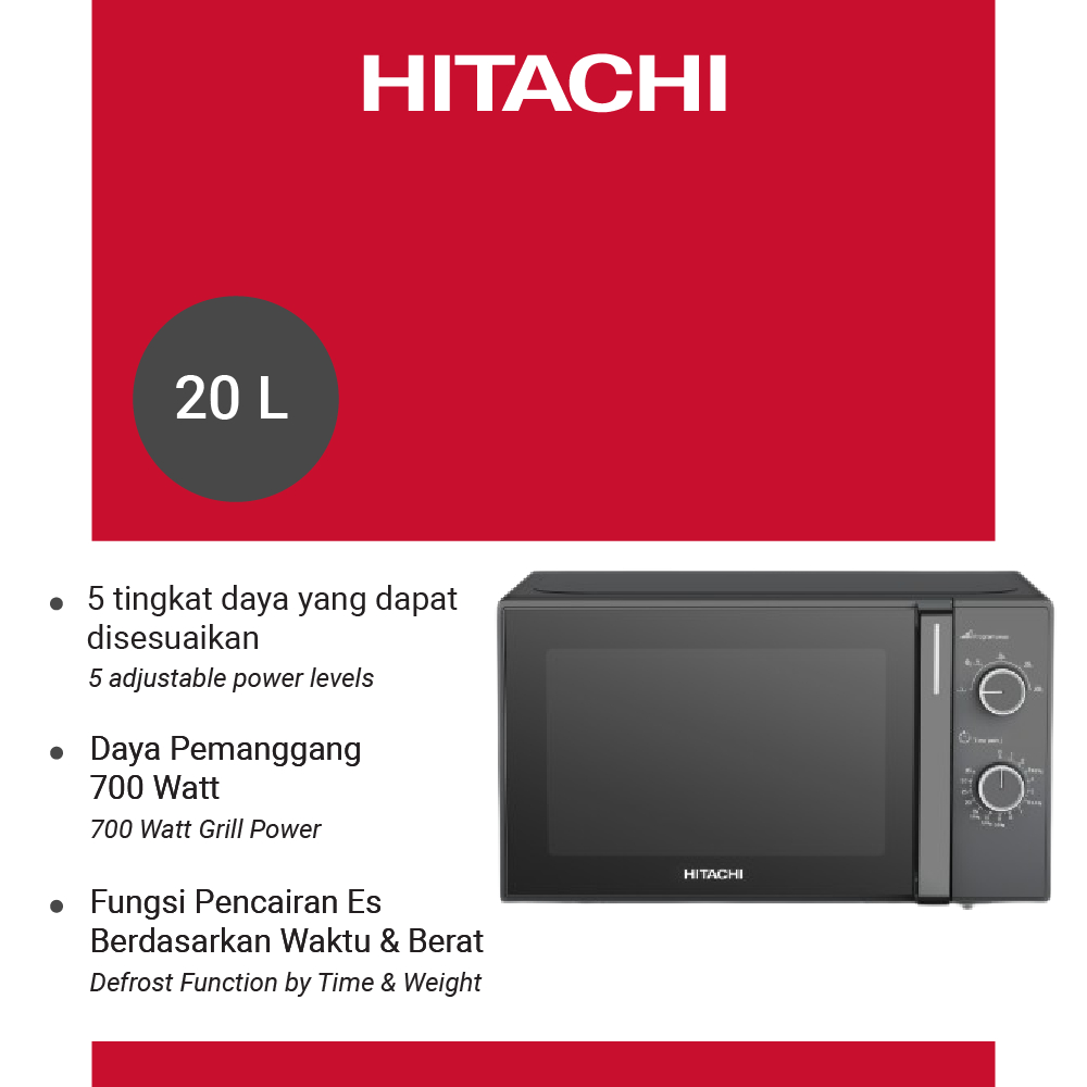 Jual HITACHI Microwave Hitam 20 Liter HMR-M2002 | Shopee Indonesia