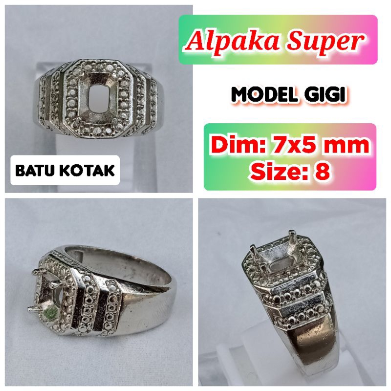 Jual emban batu akik dan permata alpaka super alpaka tanam model kotak ...