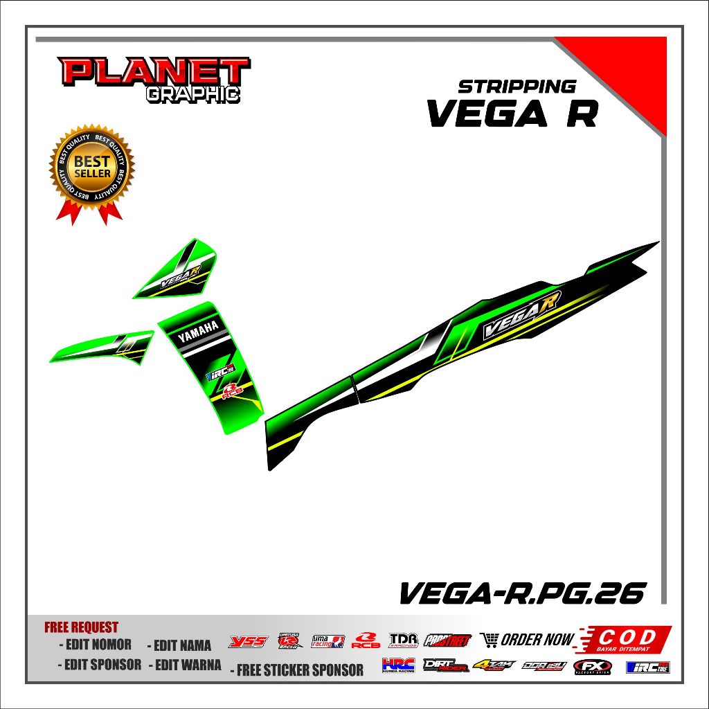 Jual Decal Sticker Striping Variasi Motor VEGA R Motif Racing - VEGA-R ...