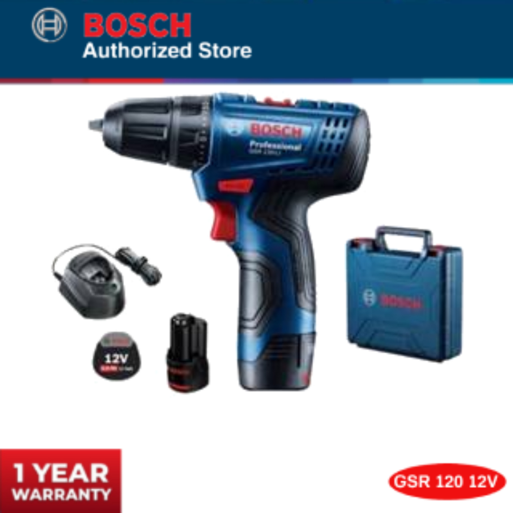 Jual Bosch GSR 120 Bor Besi Cordless 12V - 2 Baterai | Shopee Indonesia