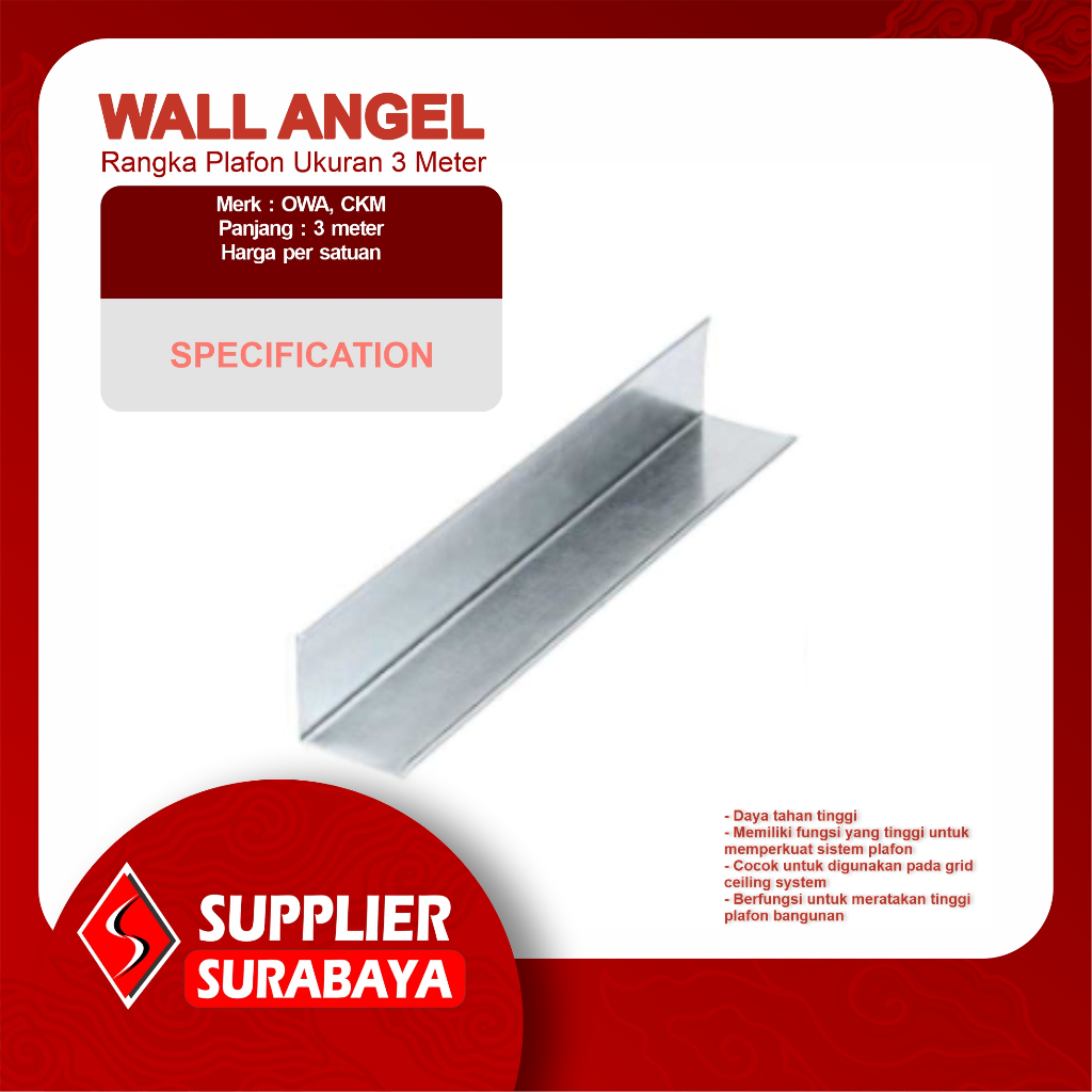 Jual Wall Angle Tee 3m / Wall Angel Siku / Rangka Plafon Gipsum ...