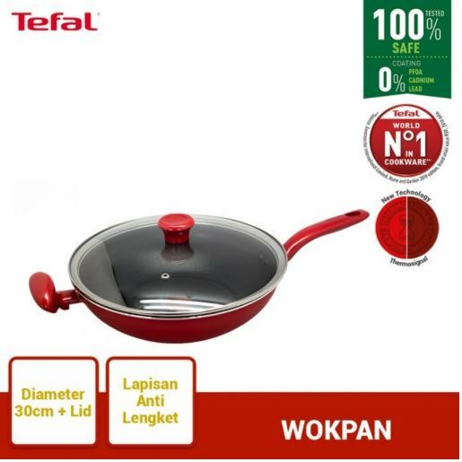 Jual Tefal So Chef Wokpan 30 cm + Glass Lid Wajan Induksi Anti Lengket ORIGINAL | Shopee Indonesia