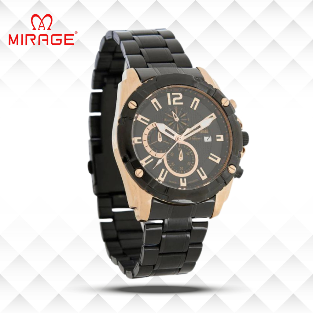 Jual Mirage Jam Tangan Pria Analog 8714 M Black Rose Gold Original ...