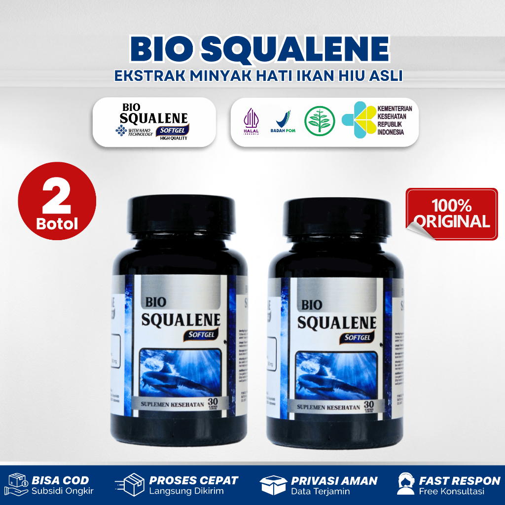 Jual Hemat Paket Bio Squalene 2 Botol Omega 3, 6, 9 Ekstrak MInyak Hati ...
