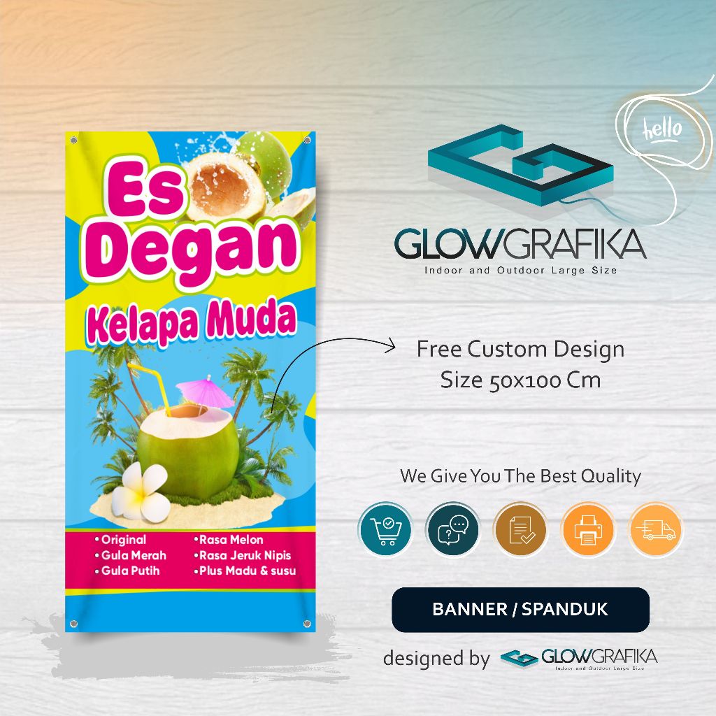 Jual Cetak Spanduk Banner Es Degan Model Biru | Shopee Indonesia