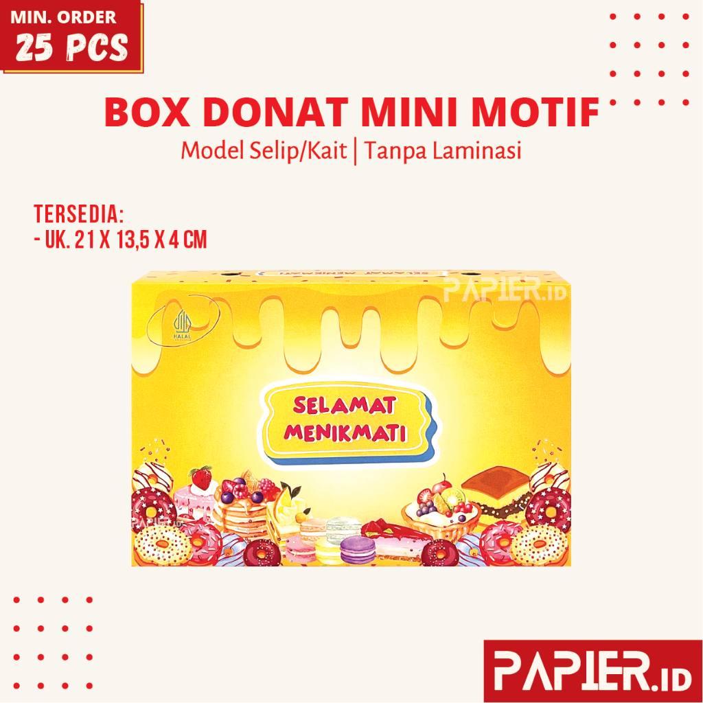Jual Box Donat Mini Motif uk. 21x13,5x4 cm Tebal 350gr Tanpa Laminasi ...