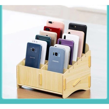 Jual Box handphone/rak penyimpanan hp 12 susun/rak multifungsi kayu ...