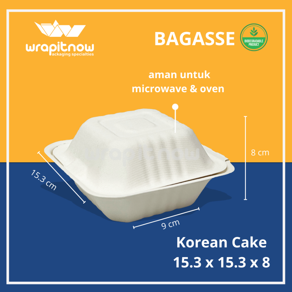Jual (10 Pcs) Bagasse Box Korean Cake Burger Coklat Packaging Kekinian ...
