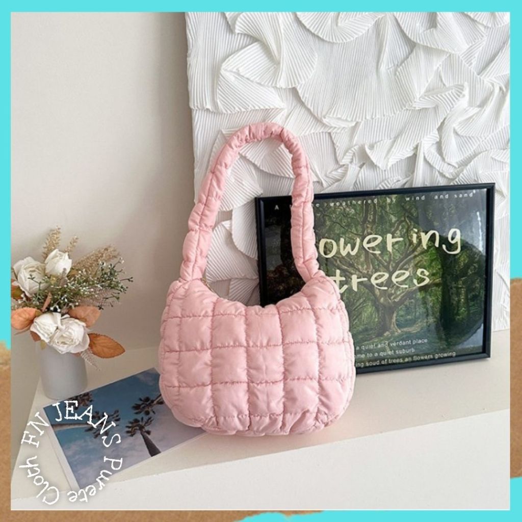 Jual Tas Tangan Wanita Resleting Puffy Mini Foam Pillow Bahan Nilon ...