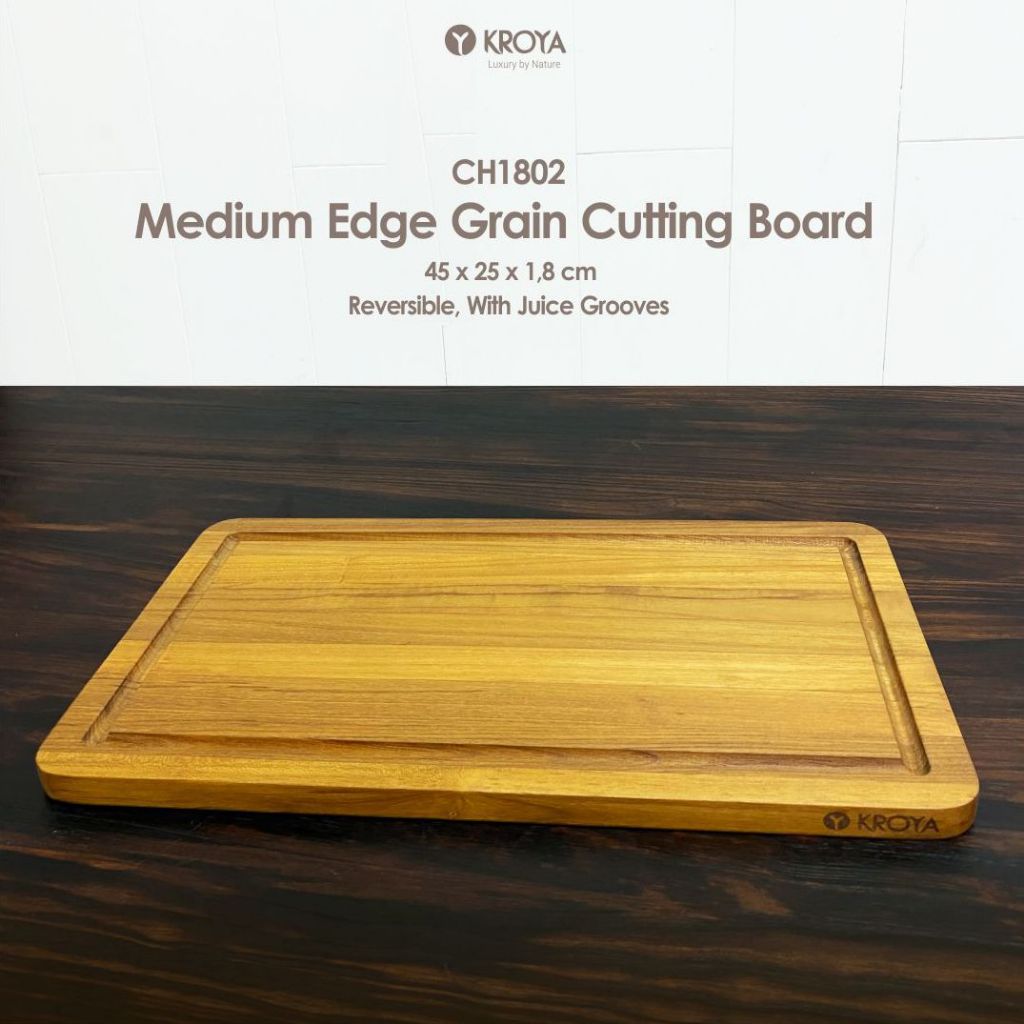 Jual Kroya Solid Teak Medium Edge Grain Cutting Board CH1802 | Shopee ...