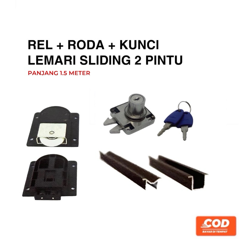 Jual Paket Rel Sliding 2 Pintu Model Tanam 3141 Plus Roda Kunci Pintu ...