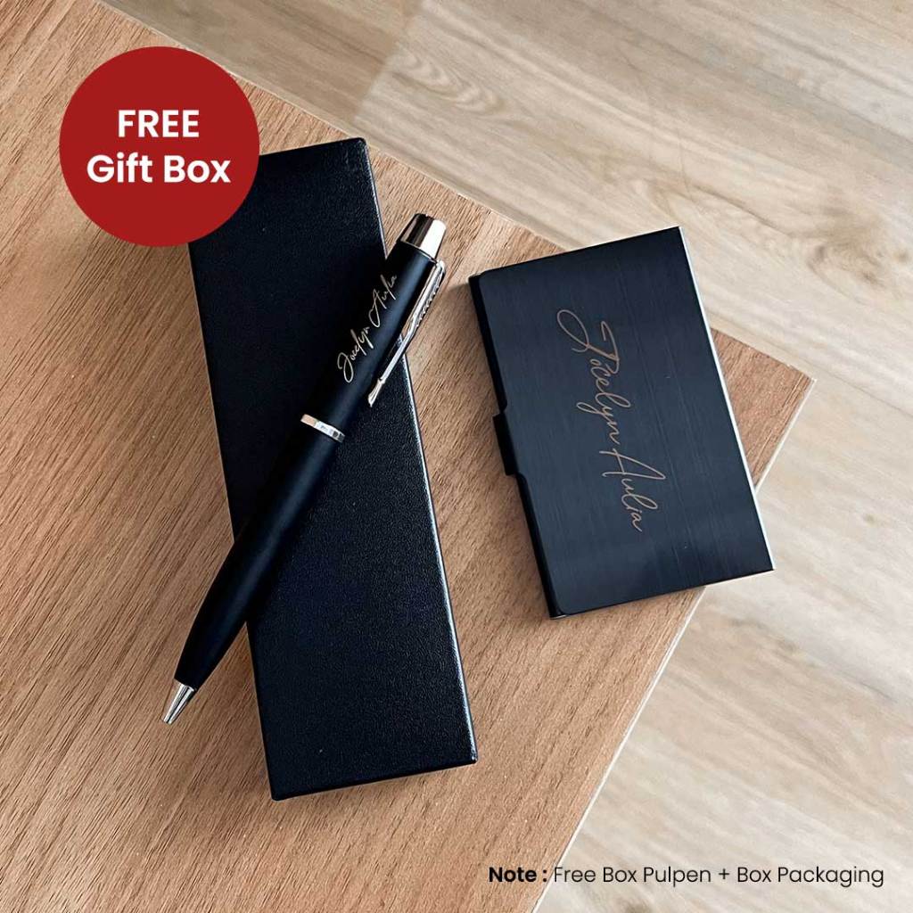 Jual Kado Pulpen dan Card Holder Custom Nama Grafir Logo Hadiah Pacar ...