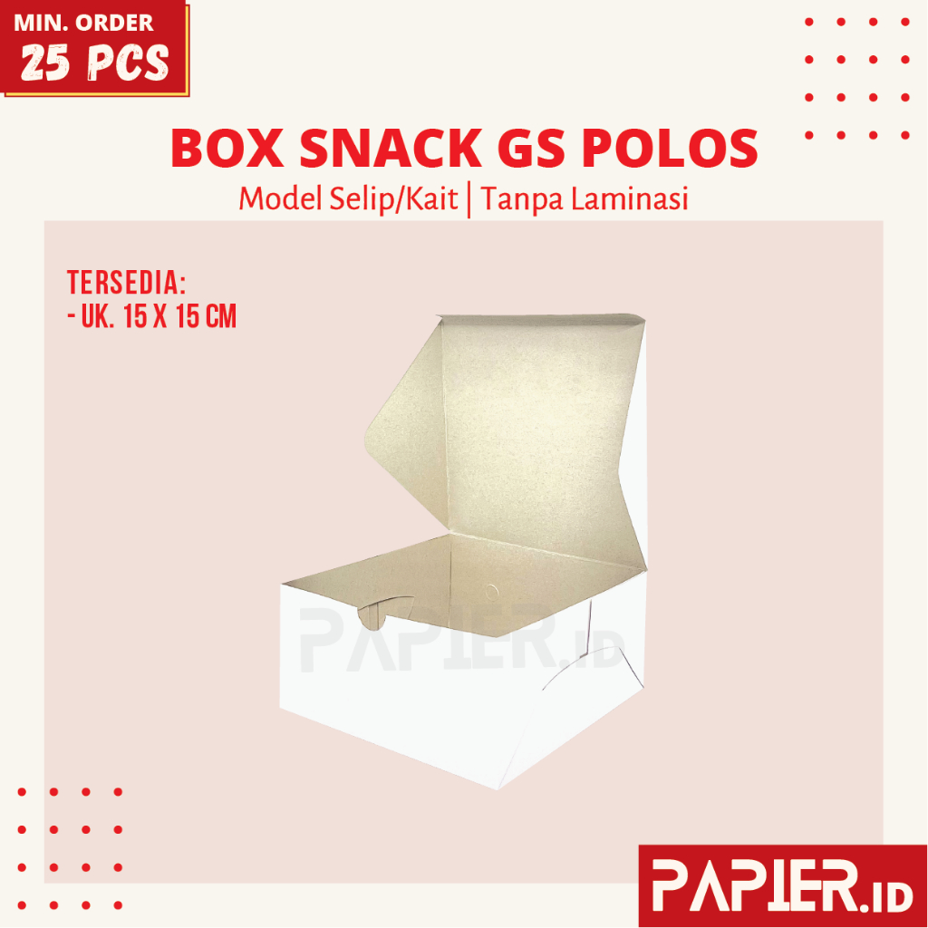 Jual Box Snack GS Polos uk. 15x15 cm Tebal 310gr Tanpa Laminasi / Dus ...