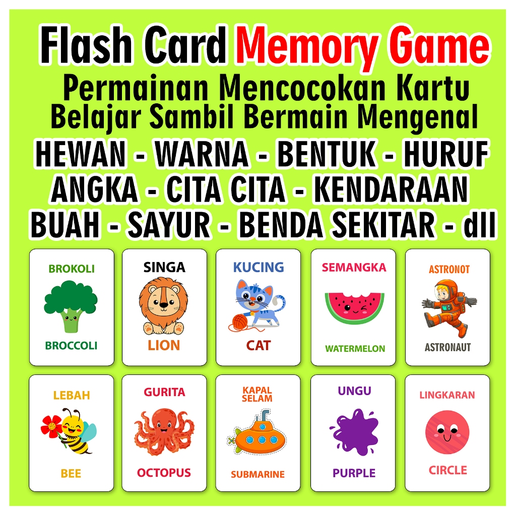 Jual Flashcard Matching Card Samaan Buah Buahan Sayur Sayuran Warna ...