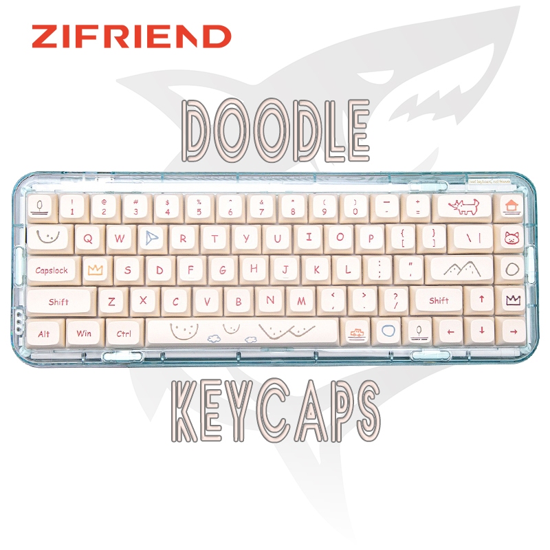 Jual ZIFRIEND Doodle 131 Keys Keycaps XDA Profile PBT Material Dye ...
