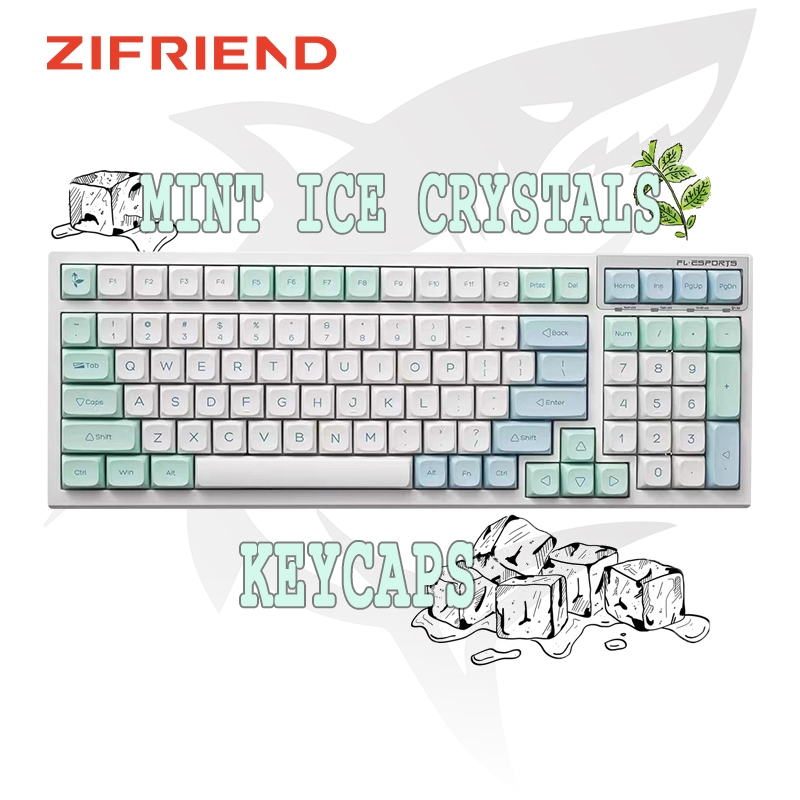 Jual Zifriend Mint Ice Crystals Keycaps PBT Dye-sublimated XDA Height ...