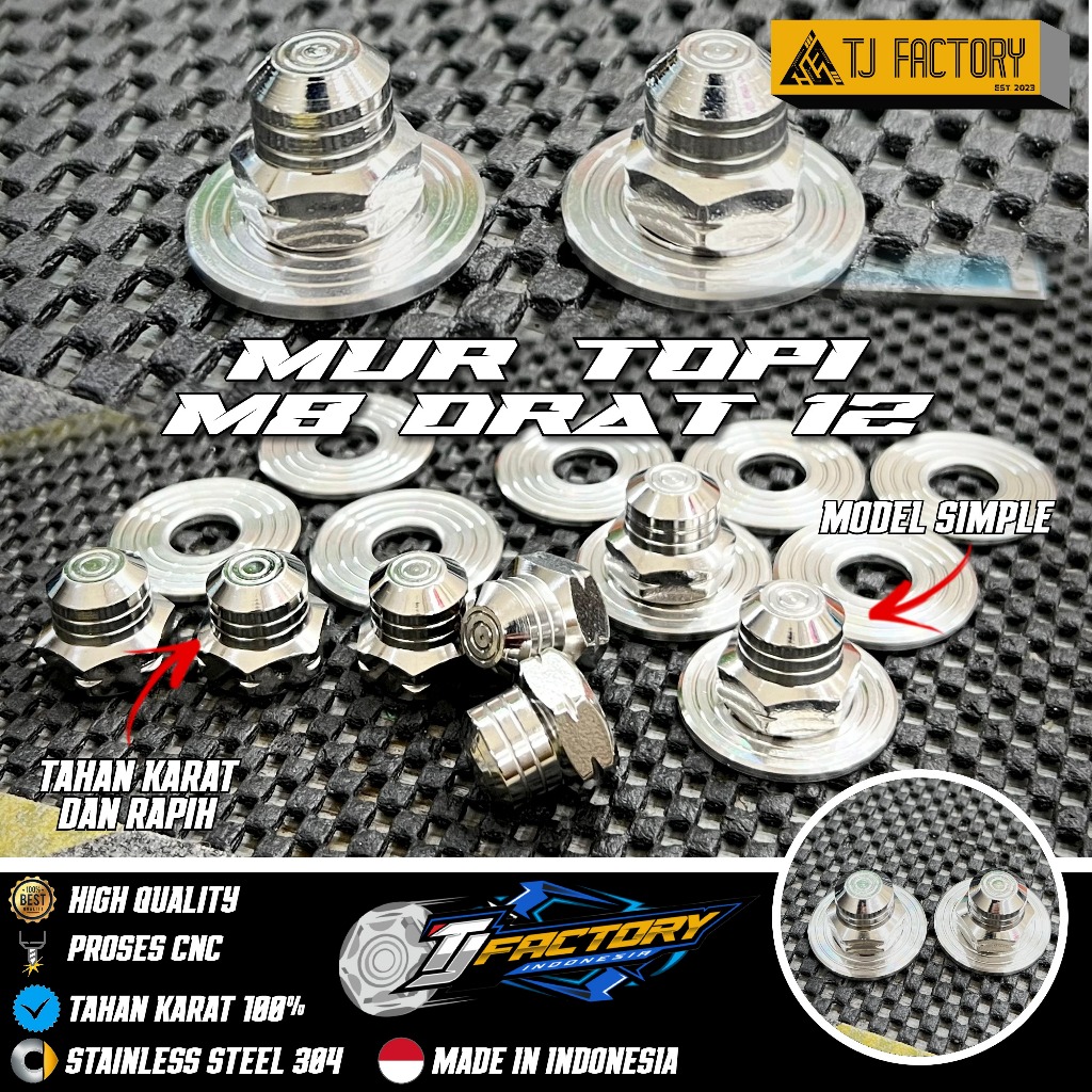 Jual Mur Topi Ring M8 Drat 12 Stainless CNC by TJ Factory Handmade ...