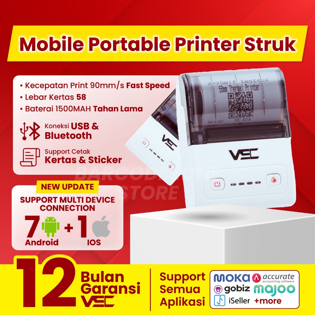 Jual PRINTER THERMALBLUETOOTH VSC MP-58C 58mm SUPPORT MOKA GOBIZ - NEW ...