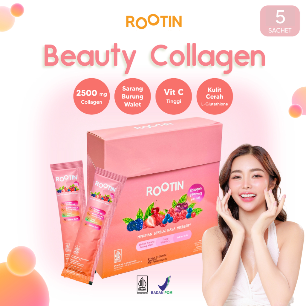 Jual ROOTIN Beauty Collagen | Isi 5 Sachet | 2500mg Kolagen Tripeptide ...