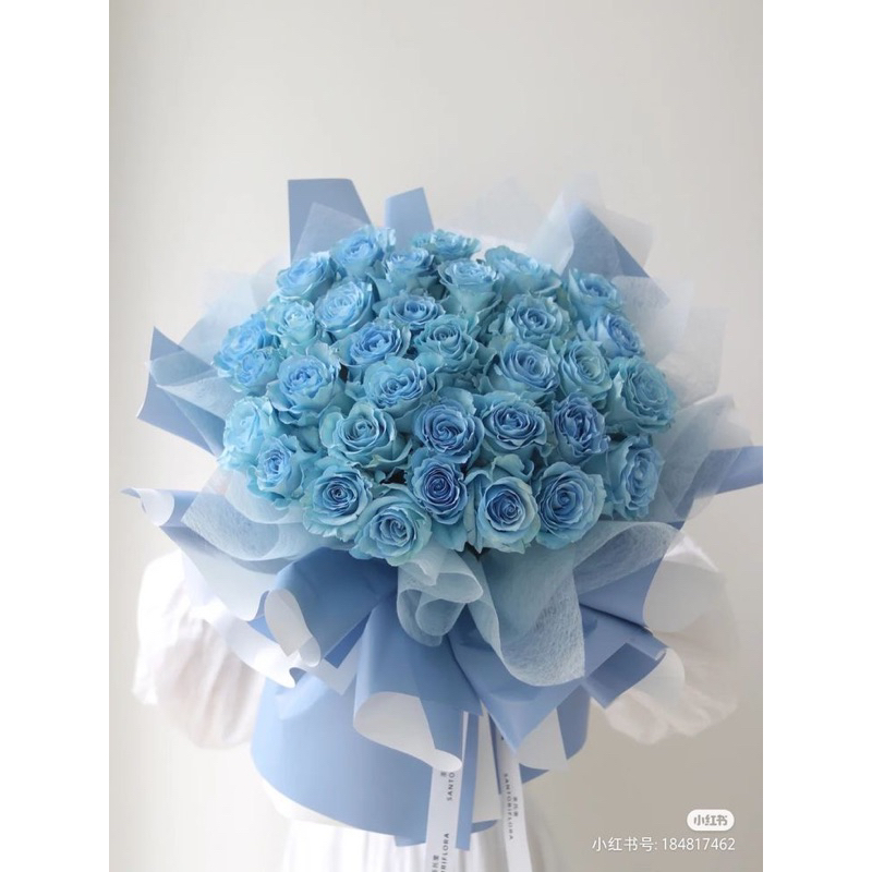 Jual the skies blue roses bouquets bucket buket bunga segar fresh ...