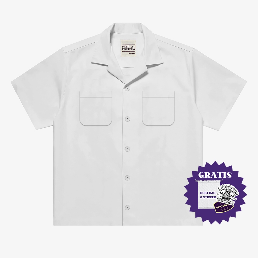 Jual Bootbros PREPPY - Kemeja Putih Polos Lengan Pendek Saku Dua Depan ...