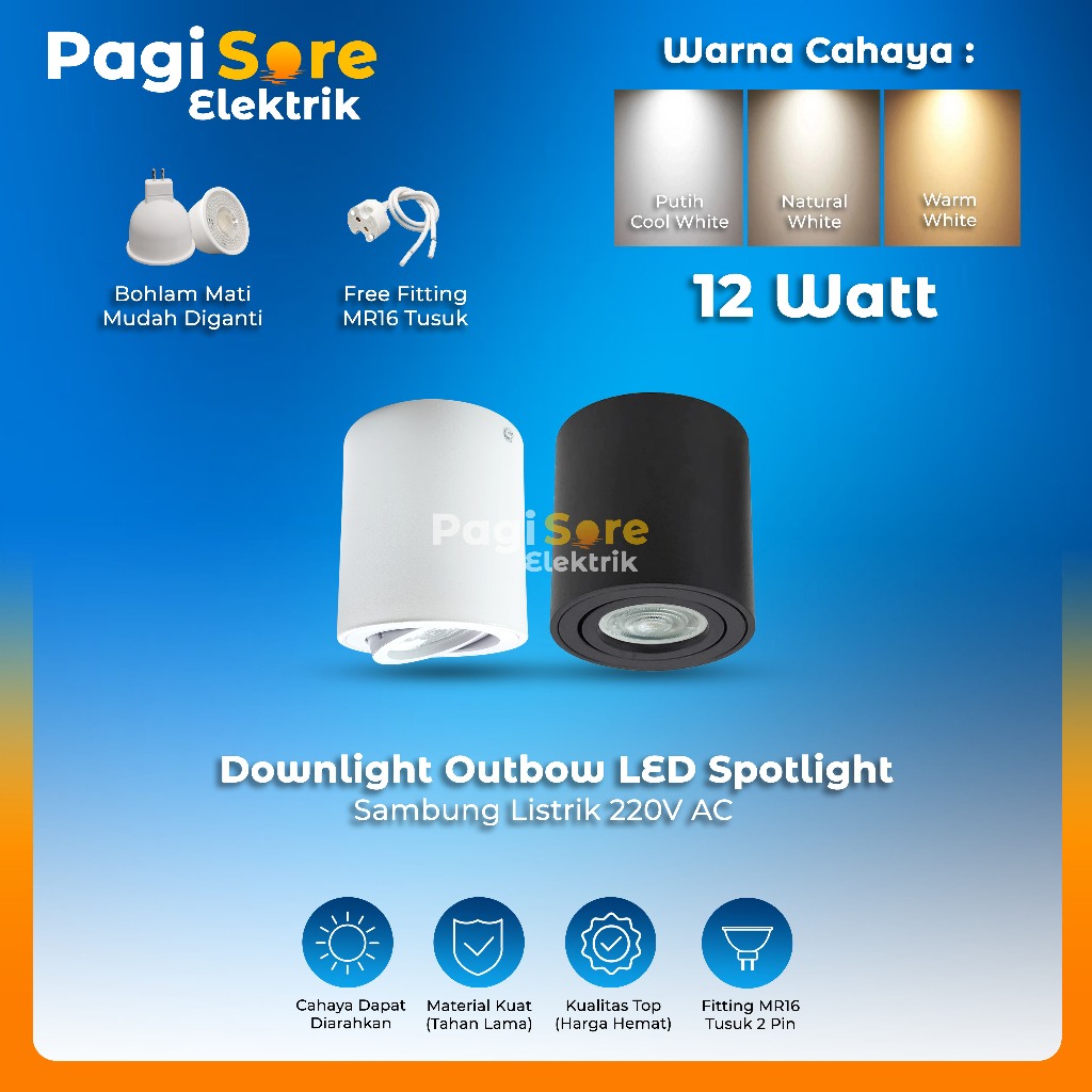 Jual Lampu Downlight Outbow MR16 LED Plafon Sorot 12W Spotlight 12 Watt | Shopee Indonesia