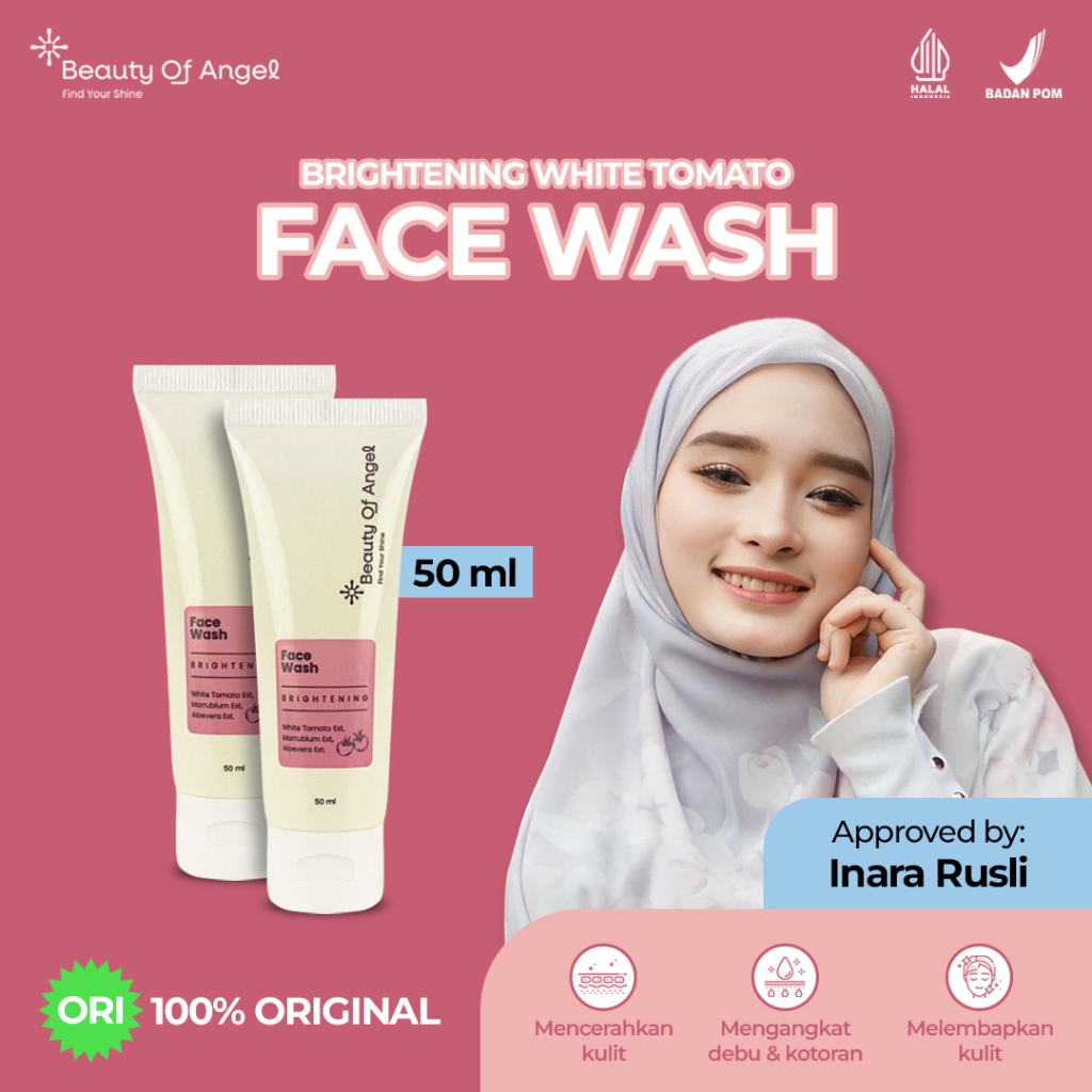 Jual BEAUTY OF ANGEL INARA RUSLI BRIGHTENING FACE WASH WHITE TOMATO ...