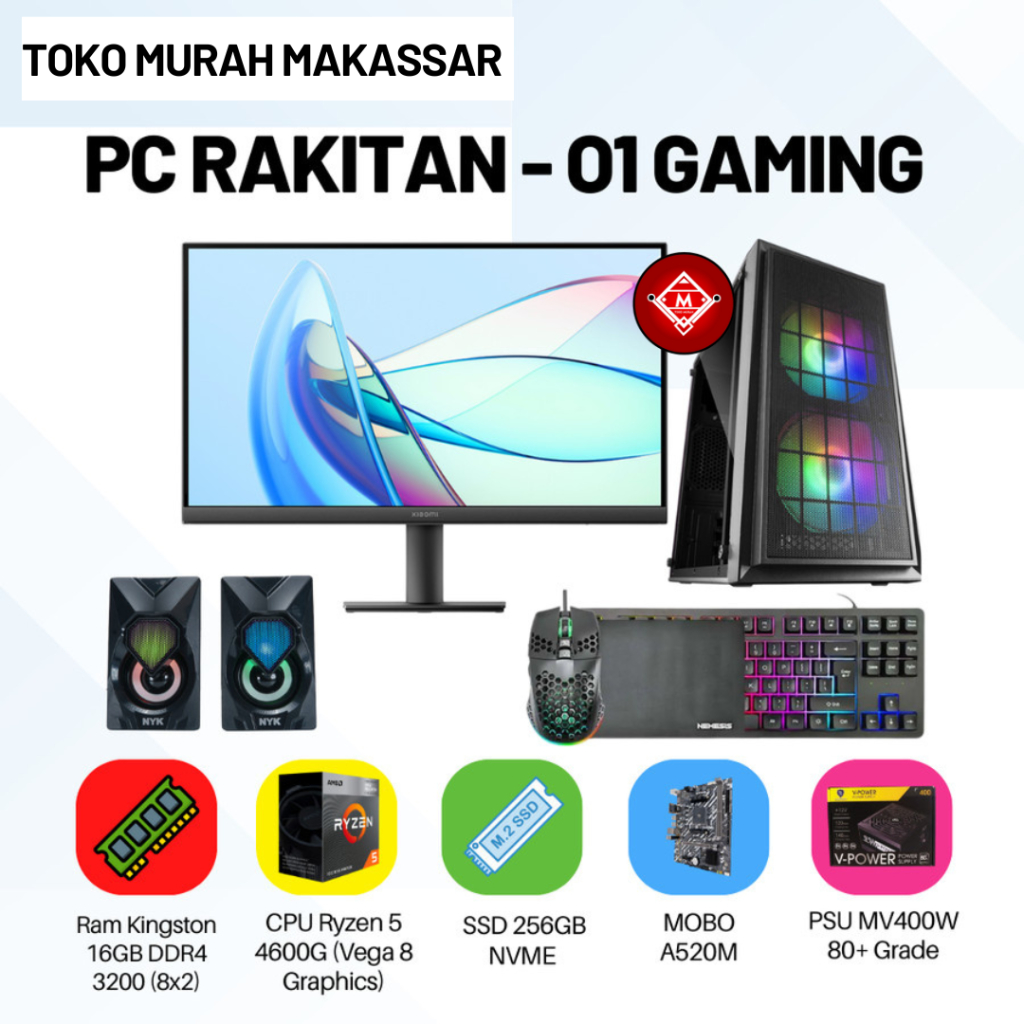Jual Pc Rakitan Gaming - 01 / Rakitan Pc Gaming Full Set Murah Ryzen 5 4600G RAM 16GB DDR4 SSD ...