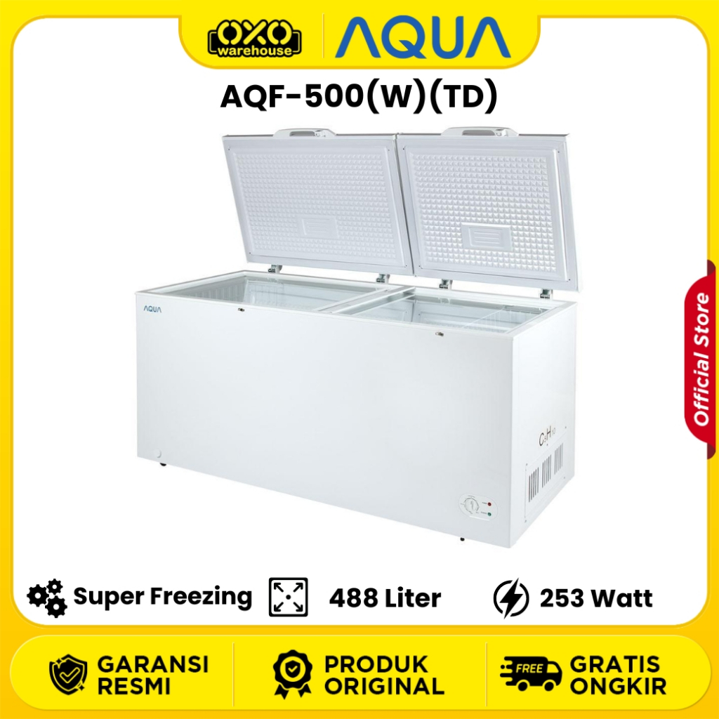 Jual AQUA Chest Frezeer 488 L AQF 500 GC Lemari Es Low Watt Garansi ...