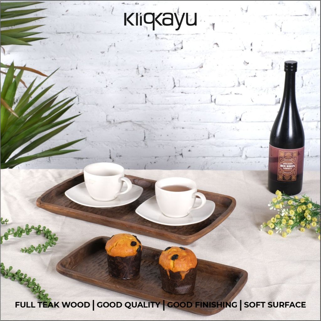 Jual KLIQKAYU Wooden Serving Tray Kayu Jati Teak Wood Square | Nampan ...