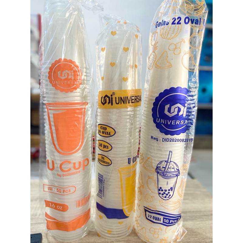 Jual Universal gelas oval cup bulat tebal ukuran 16 oz 18 oz 22 oz ...
