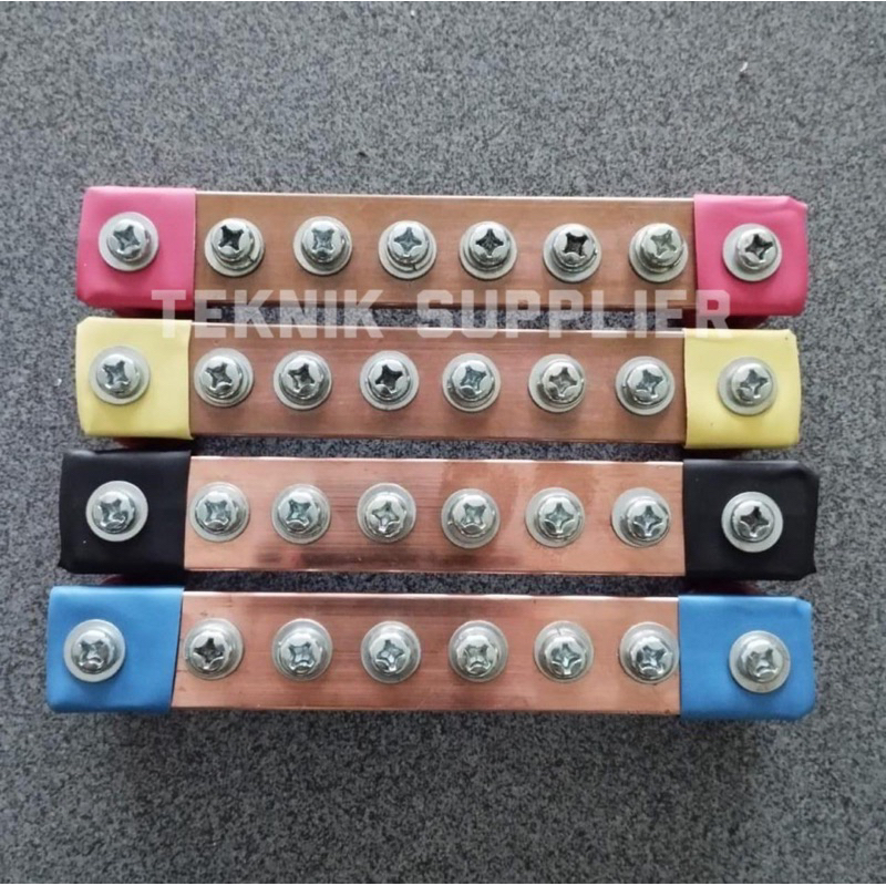 Jual busbar tembaga custom 5mm x 25mm x 150mm warna 6 baut / busbar ...