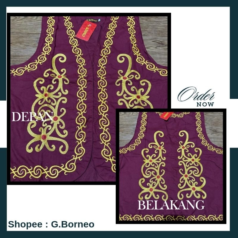 Jual Rompi Bordir Motif Dayak Vest Motif Borneo Baju orang ulu Kenyah ...