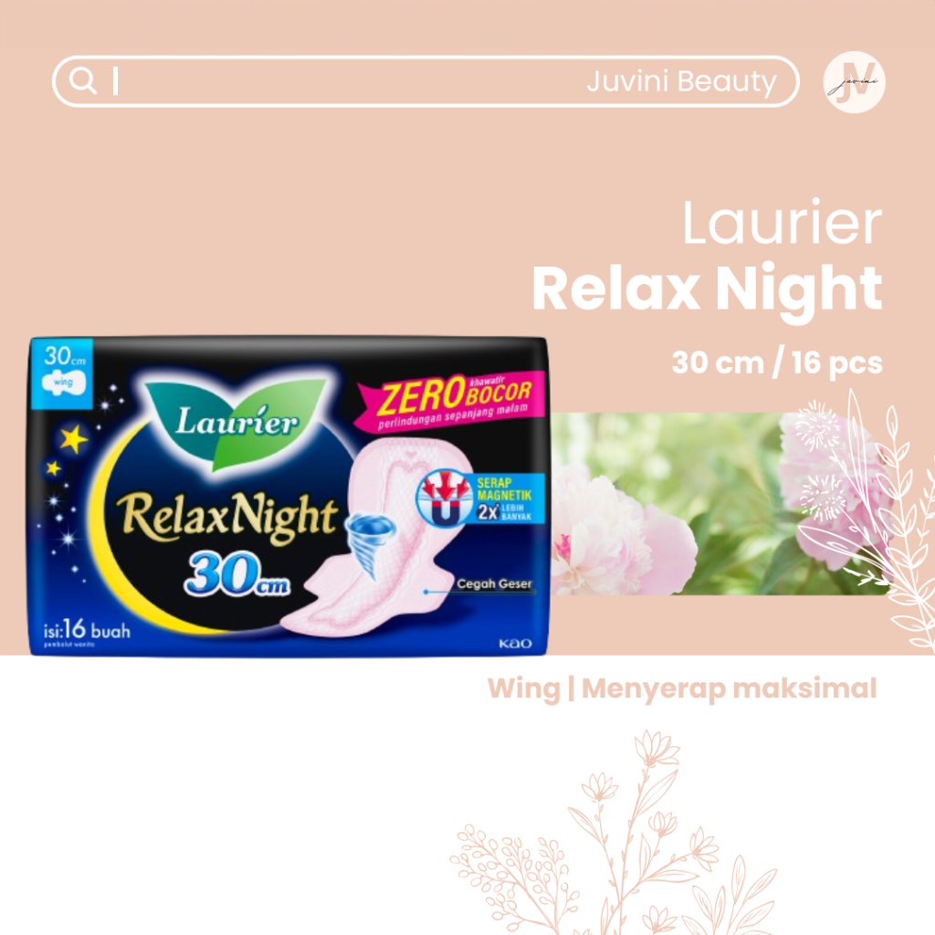 Jual Laurier Relax Night Wing Softex 30cm isi 16 buah | Shopee Indonesia